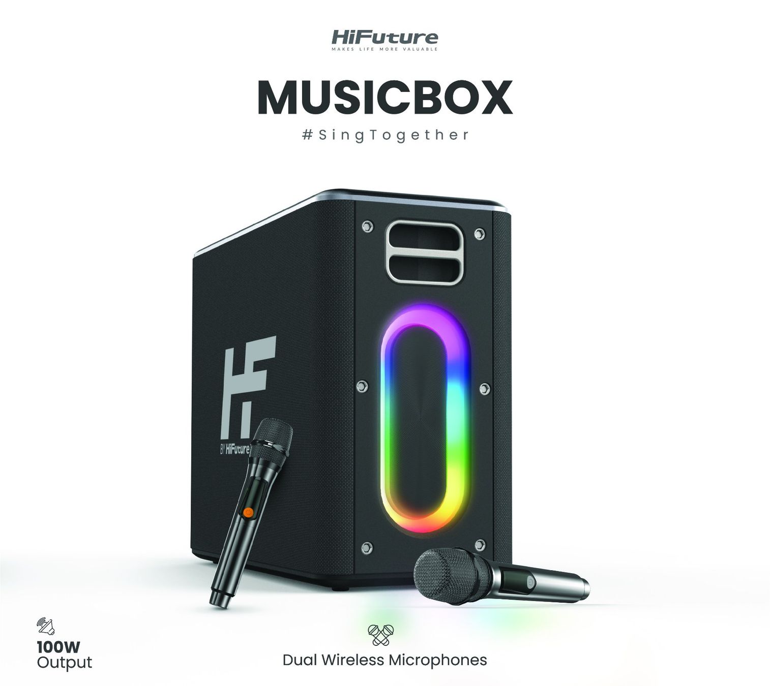 HiFuture MusicBox Bluetooth-Lautsprecher mit Mikrofonen (Bla (Neu und ...