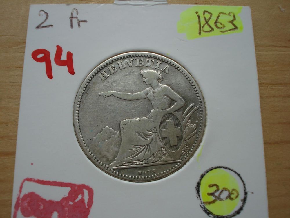 (94) 2 Franken 1863 (Gebraucht) in Erlach für CHF 199 – mit Lieferung auf Ricardo kaufen