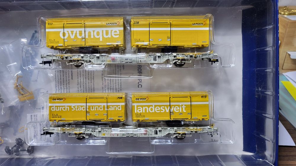 3 Sets à zwei Containertragwagen der Schweizer Post DC (Gebraucht) in ...