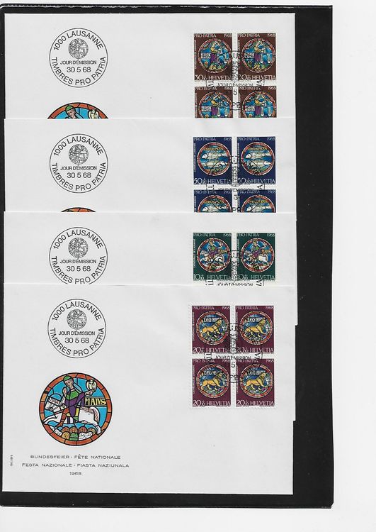 1968 PP 4X FDC 4 er (Gebraucht) in Oberwil (Dägerlen) für CHF 2 – mit Lieferung auf Ricardo kaufen