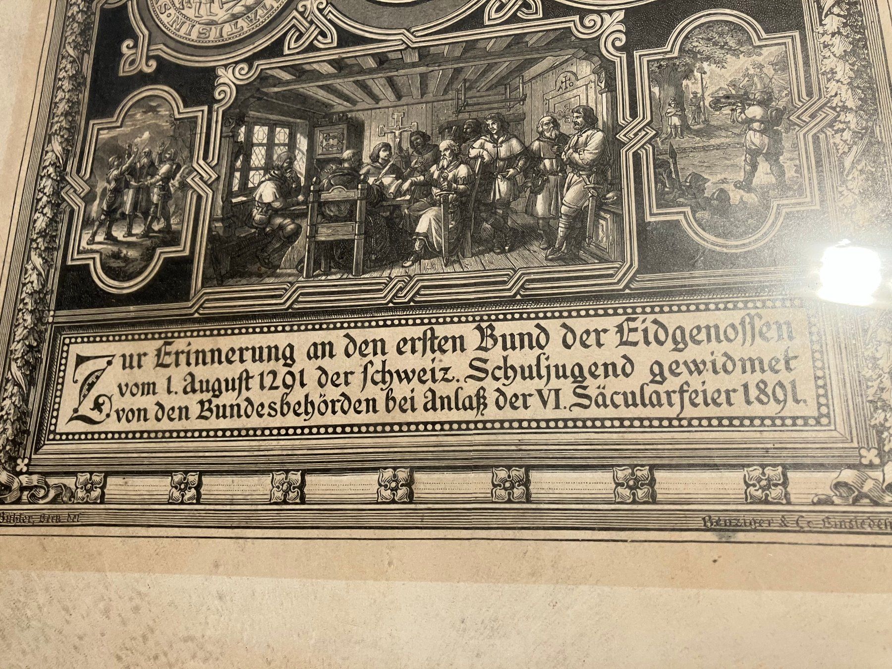 Antiker Druck, Erster Bund der Eidgenossen 1291, Rarität (Gebraucht) in ...