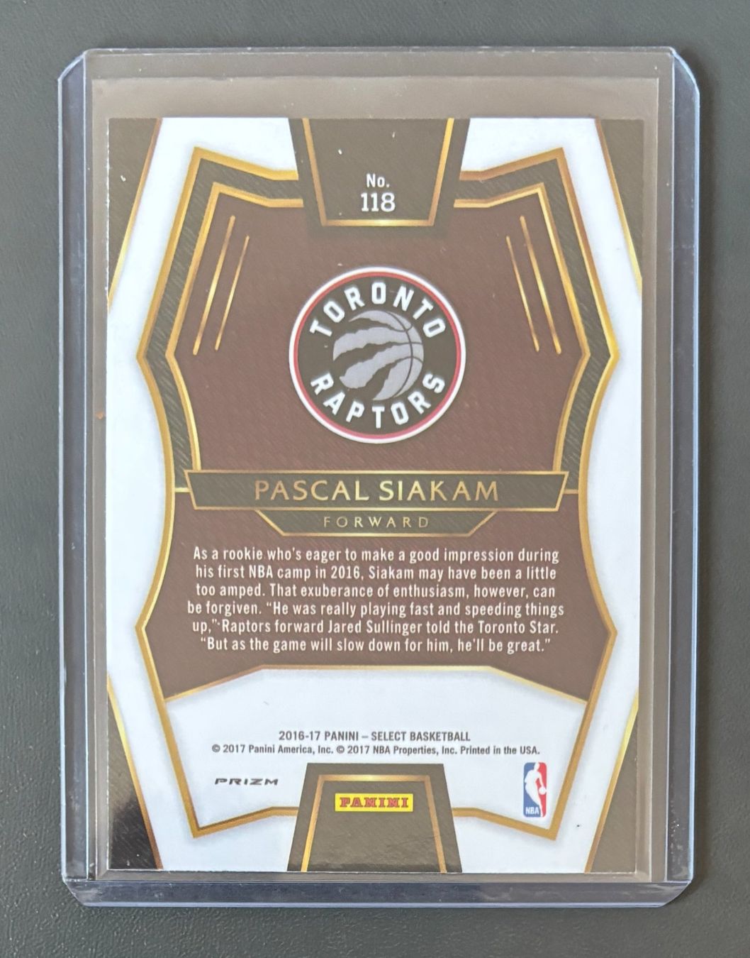 Pascal Siakam RC 2016 Select Tri-Color Rookie Parallel Card (Neu ...