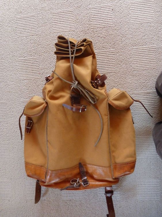 Rucksack alter Wanderrucksack Leder und Canvas in Beige (Gebraucht) in ...