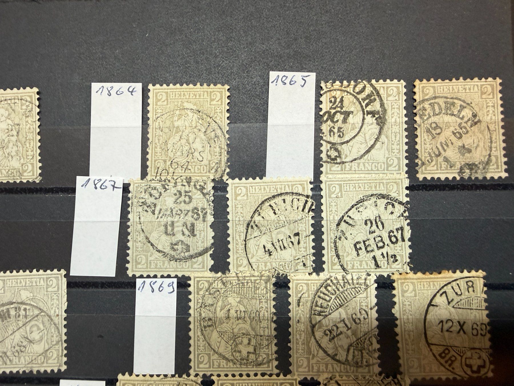 Aussergewöhnlichs Lot Sitzende Helvetia 2 Rp. Zu. Nr. 28 (Gebraucht) in ...