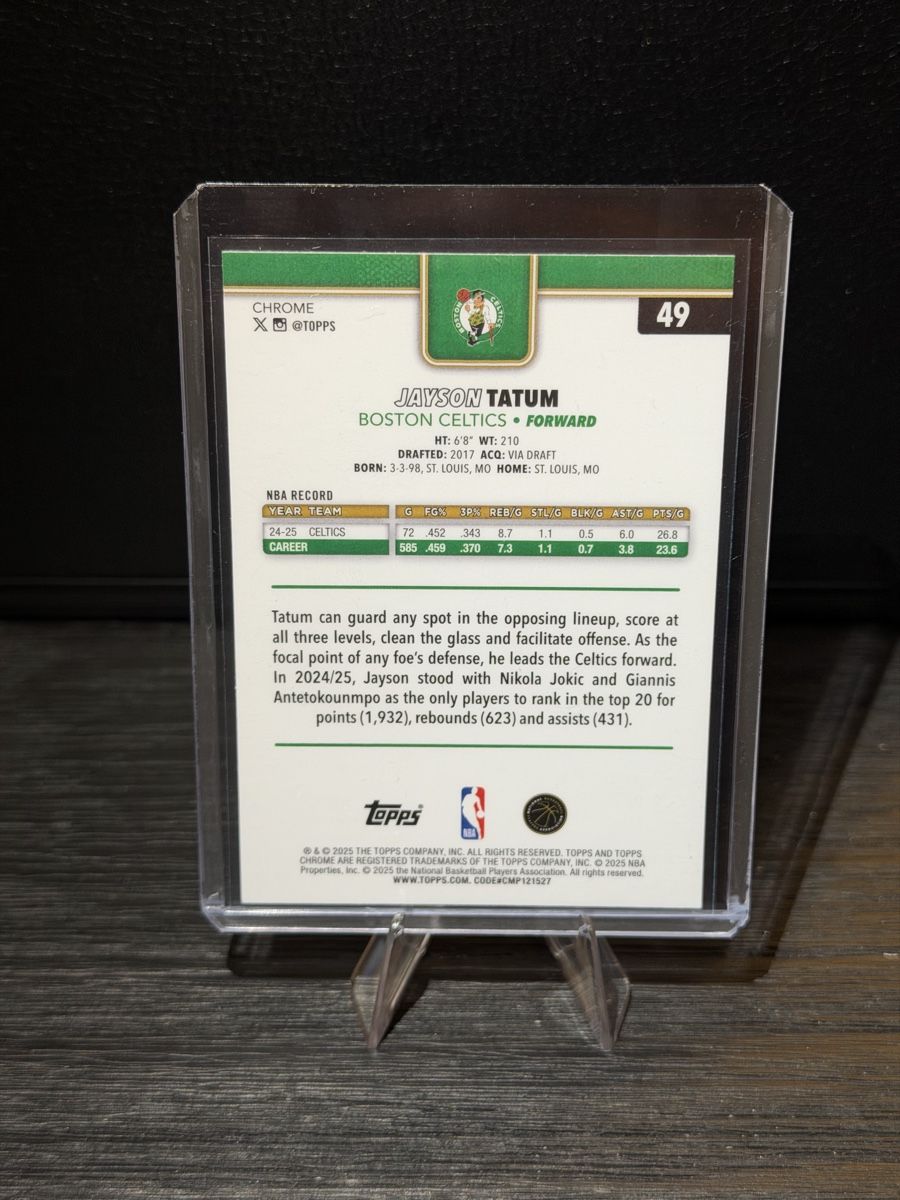 2025-26 Topps Chrome X-Fractor Jayson Tatum #49 - Celtics (Neu (gemäss ...