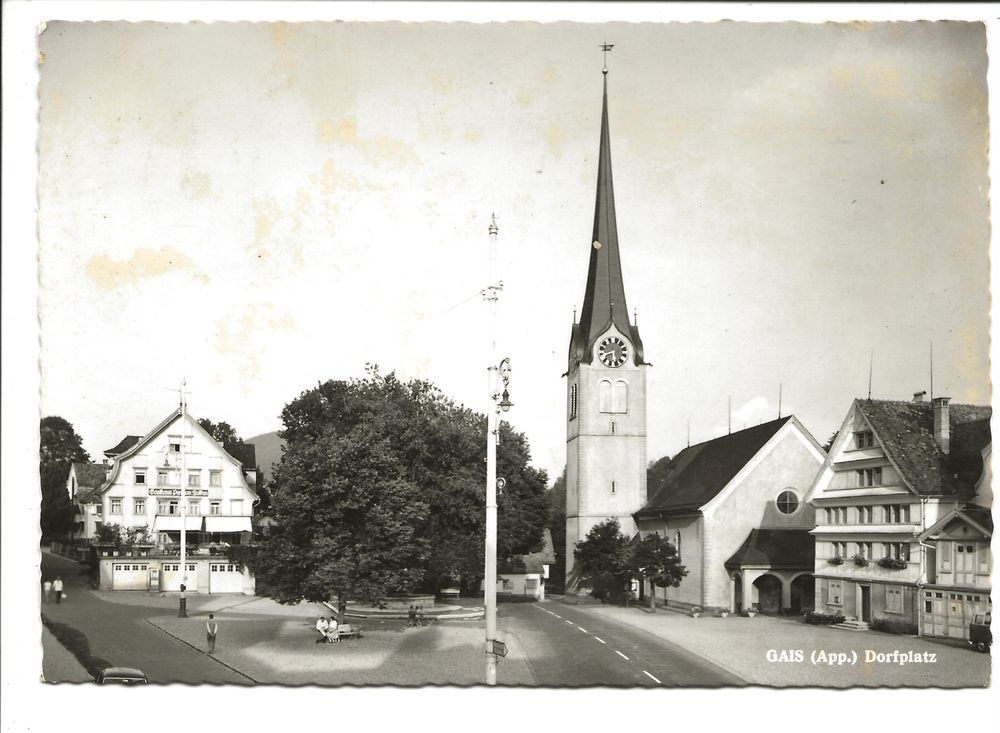 Gais (AR) Dorfplatz mit Kirche - Gasthaus Falken Gross 1966 (Gebraucht) in Engelburg für CHF 7.9 ...