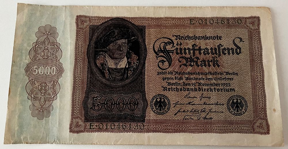 Deutschland 5000 Mark 1922 (Gebraucht) in Algetshausen für CHF 7.9 ...