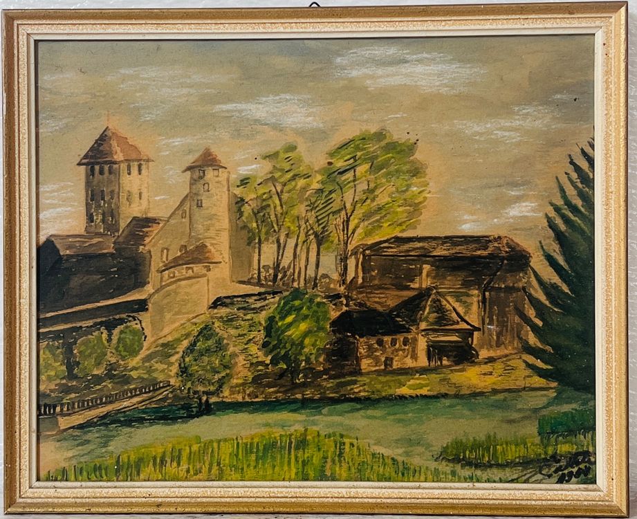 Alte Landschaft Mischtechnik Unleserlich Signiert Datiert | Kaufen auf Ricardo