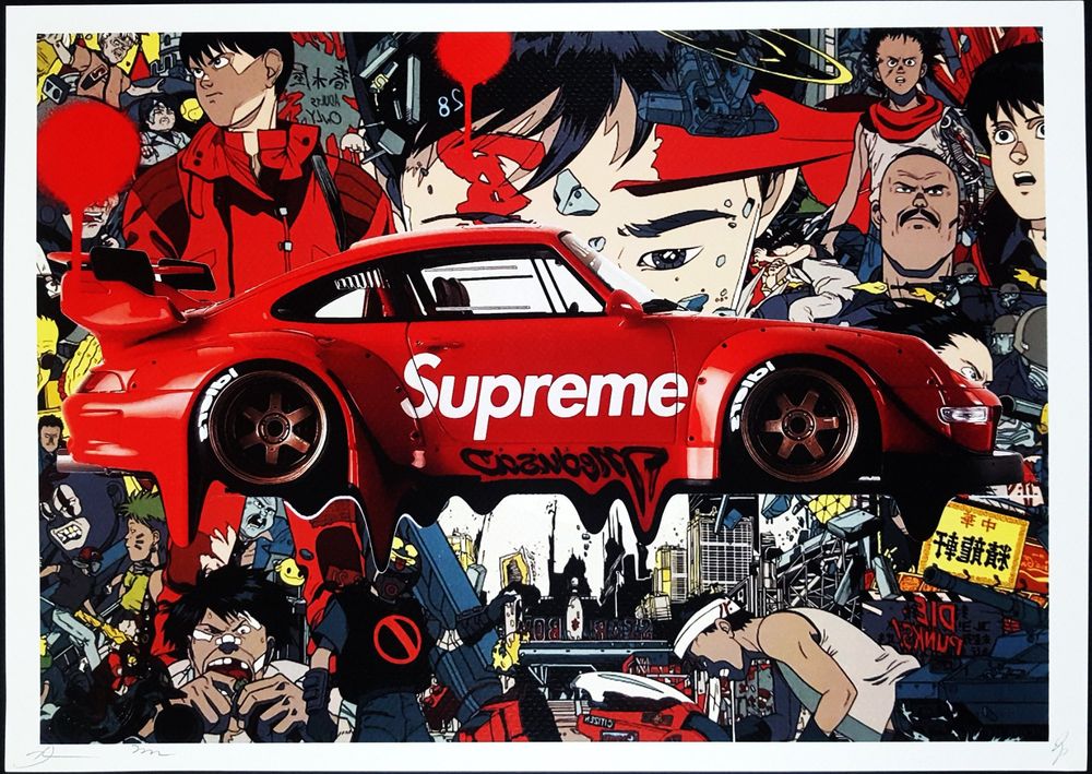 Death NYC Graffiti Pop Art Druck " Anime Supreme Porsche 911 (Neu ...