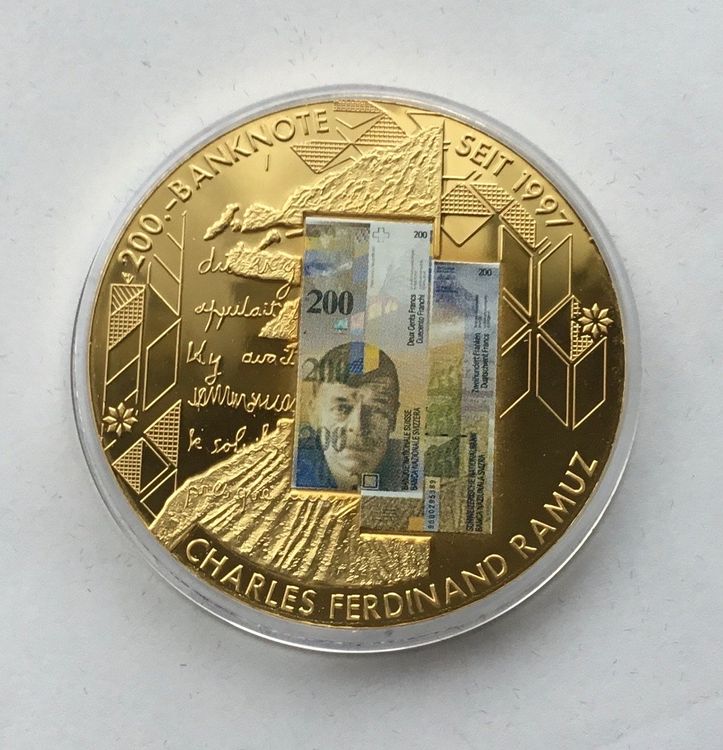 200 Franken 1997 Charles Ferdinand Ramuz -Banknote -Medaille (Gebraucht ...