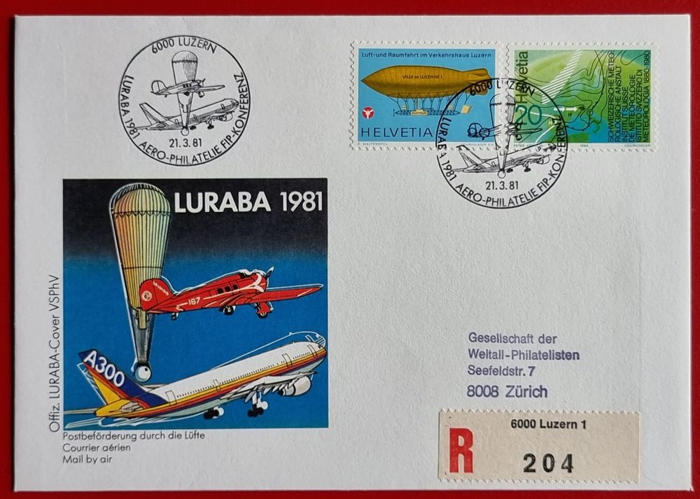 LURABA AERO SPACE WELTALL PHILATELIE LUZERN ZÜRICH 1981 (Neu (gemäss Beschreibung)) in Düdingen ...