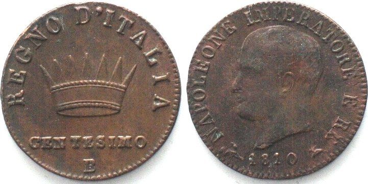 KÖNIGREICH ITALIEN 1 Centesimo 1810 B Bologna NAPOLEON I vz+ (Usato) a ...