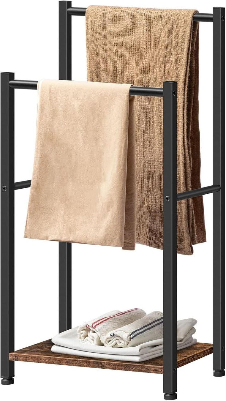 Handtuchständer Badezimmer – Metall Holzoptik, 2 Stangen (Neu und ...