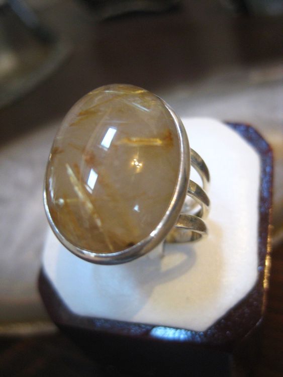 ST.SILBER 925° ECHT GOLD RUTIL QUARZST.RING G. 18,5 ; 19 (Neu (gemäss Beschreibung)) in ...