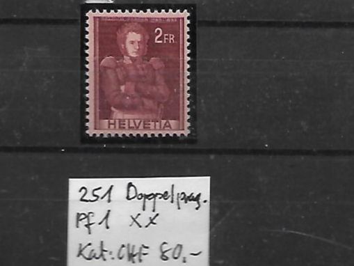 Freim.251 1941 Doppelprägung PF1 ** Kat: CHF 80.- (Neu (gemäss Beschreibung)) in Basel für CHF 4 ...