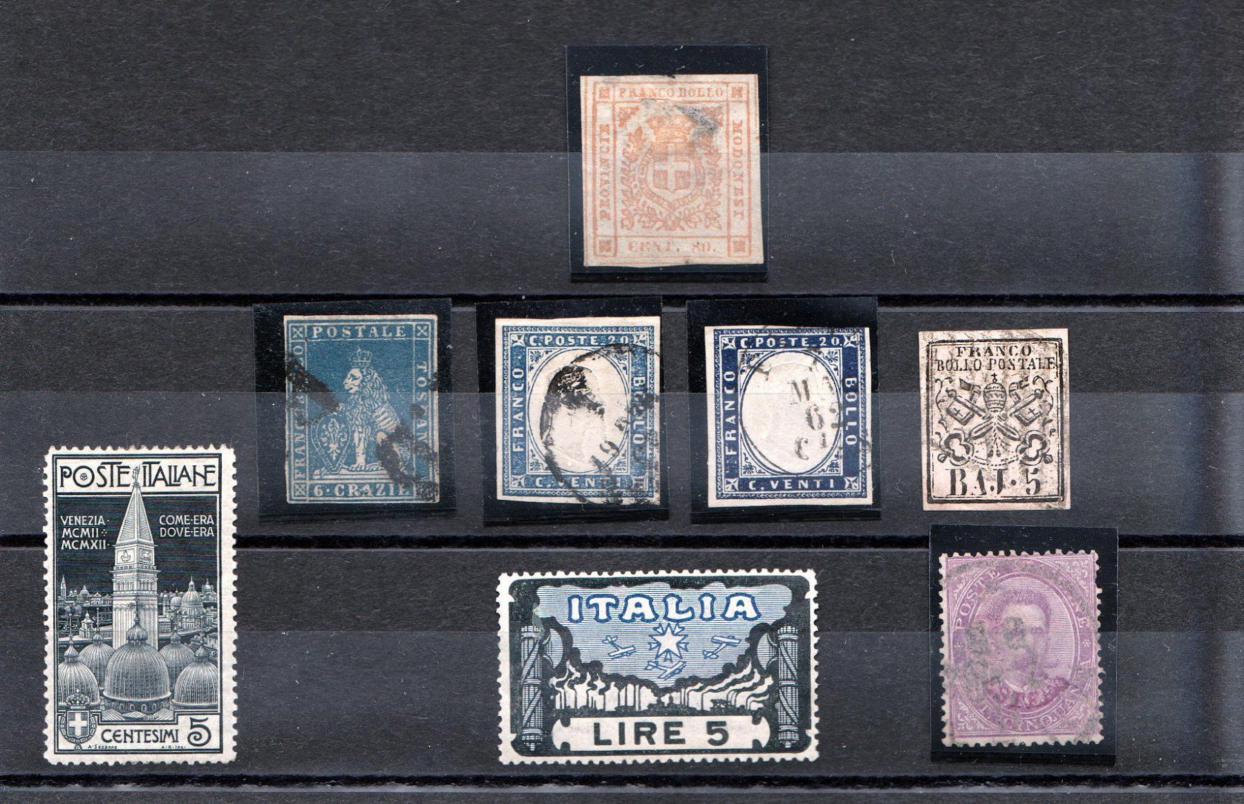 ITALIE Lot de 8 timbres anciens ★★/(★)/⨀ Cat. +600.- (D'occasion) à ...