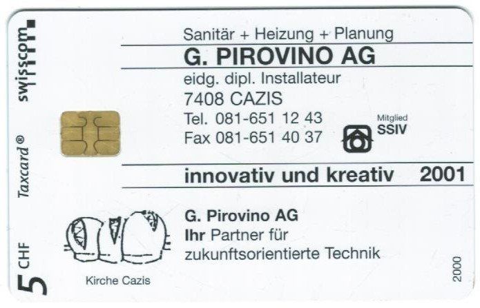 Taxcard Chip-1932 Pirovino AG, Cazis 5 Fr ungebraucht (Gebraucht) in ...