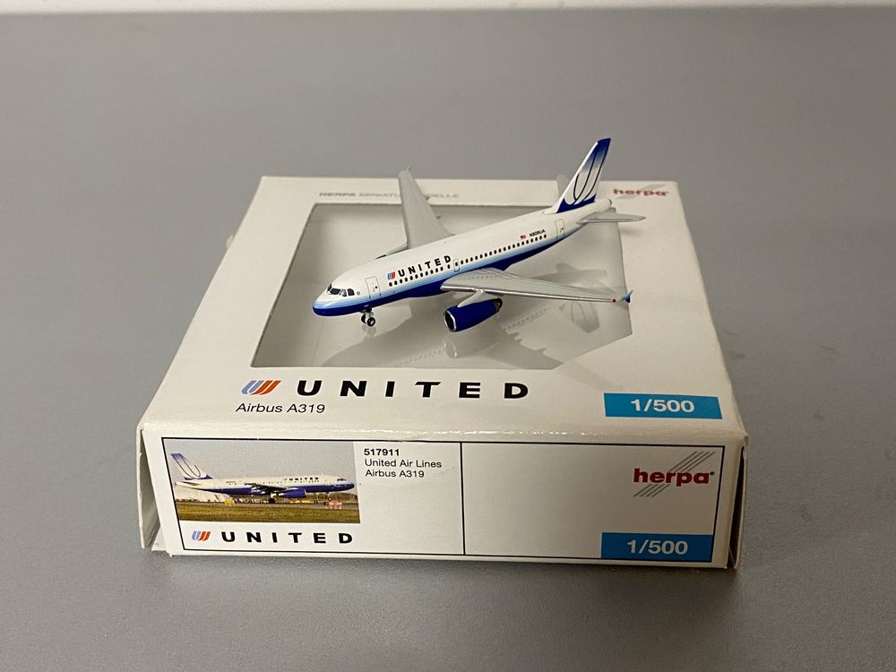 Herpa 1:500 United Airbus A319 blue tulip livery (Gebraucht) in Allschwil für CHF 24.95 – mit ...