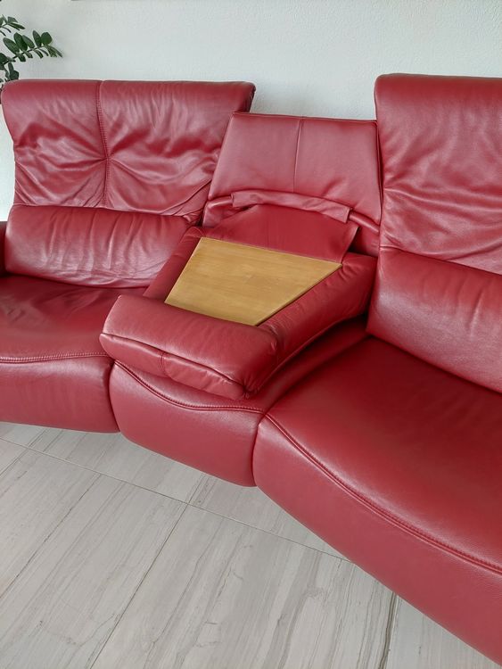 2er Sofa rot, Leder | Kaufen auf Ricardo
