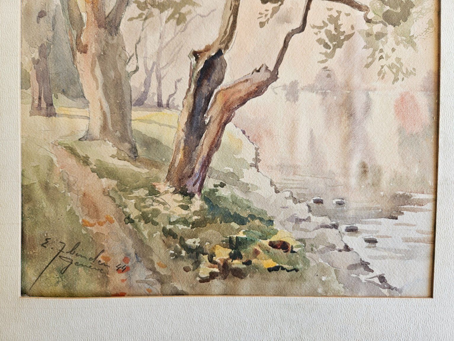 Ellis Zbinden Aquarelle signée et datée 1944 Genève Vintage (D'occasion ...