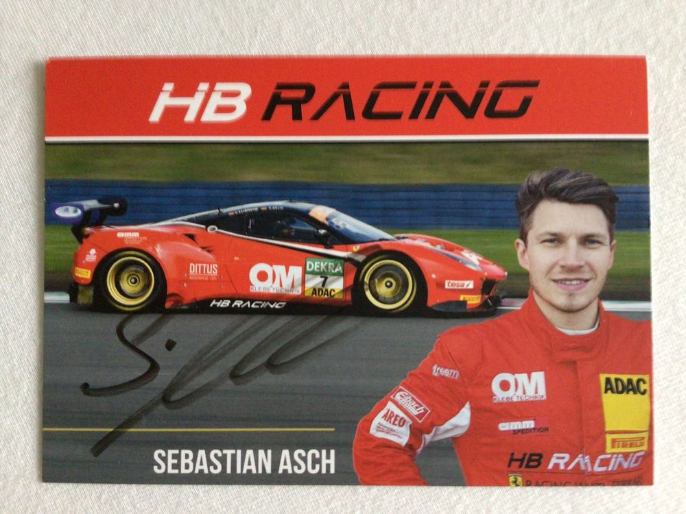 Sebastian Asch signierte Karte Ferrari 488 GT3 HB Racing (Gebraucht) in ...