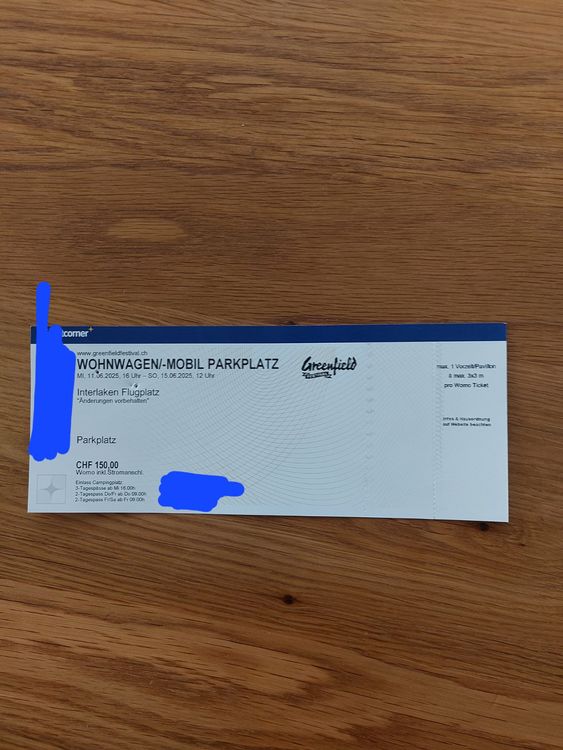 Greenfield Womo Ticket | Kaufen auf Ricardo