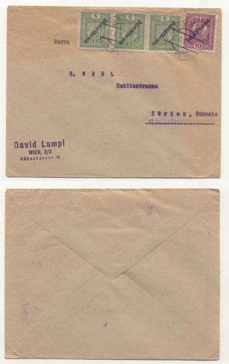 5 alte Österreichbriefe, dabei Zensuren, in die Schweiz (Gebraucht) in Rebstein für CHF 2 – mit ...