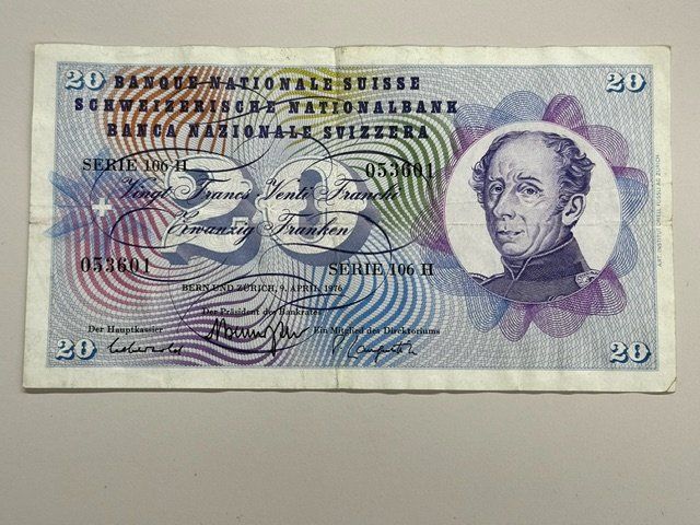 20 Fr.-Note Schweiz 1976 (Gebraucht) in Herisau für CHF 2 – mit ...