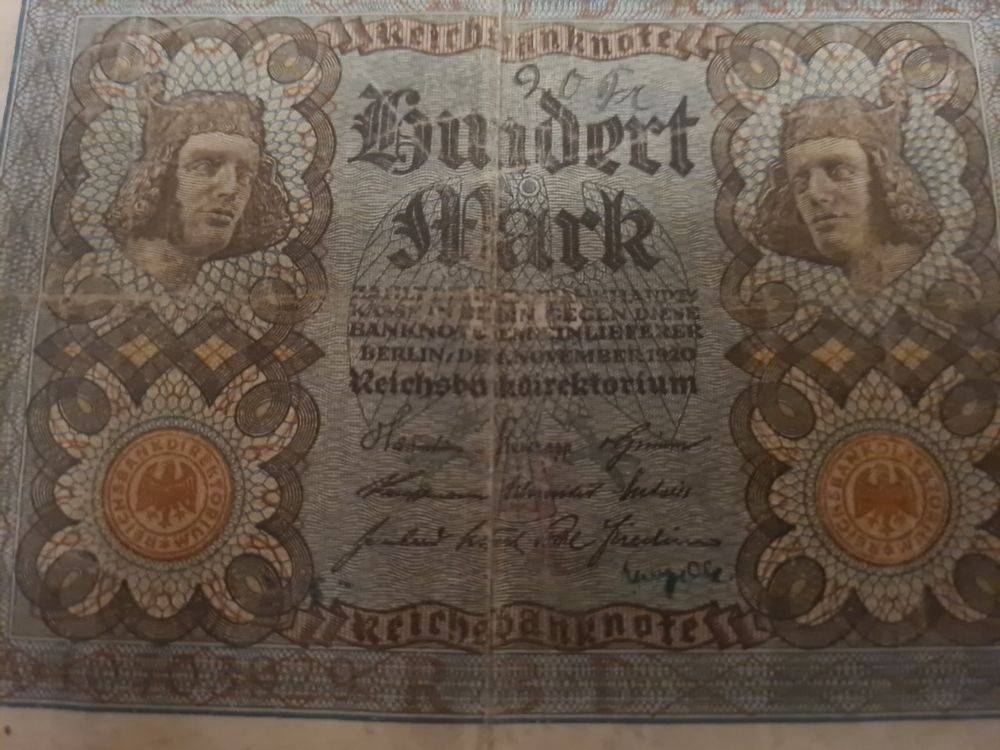 Alte deutsche 100 Mark Banknote 1920 | Kaufen auf Ricardo