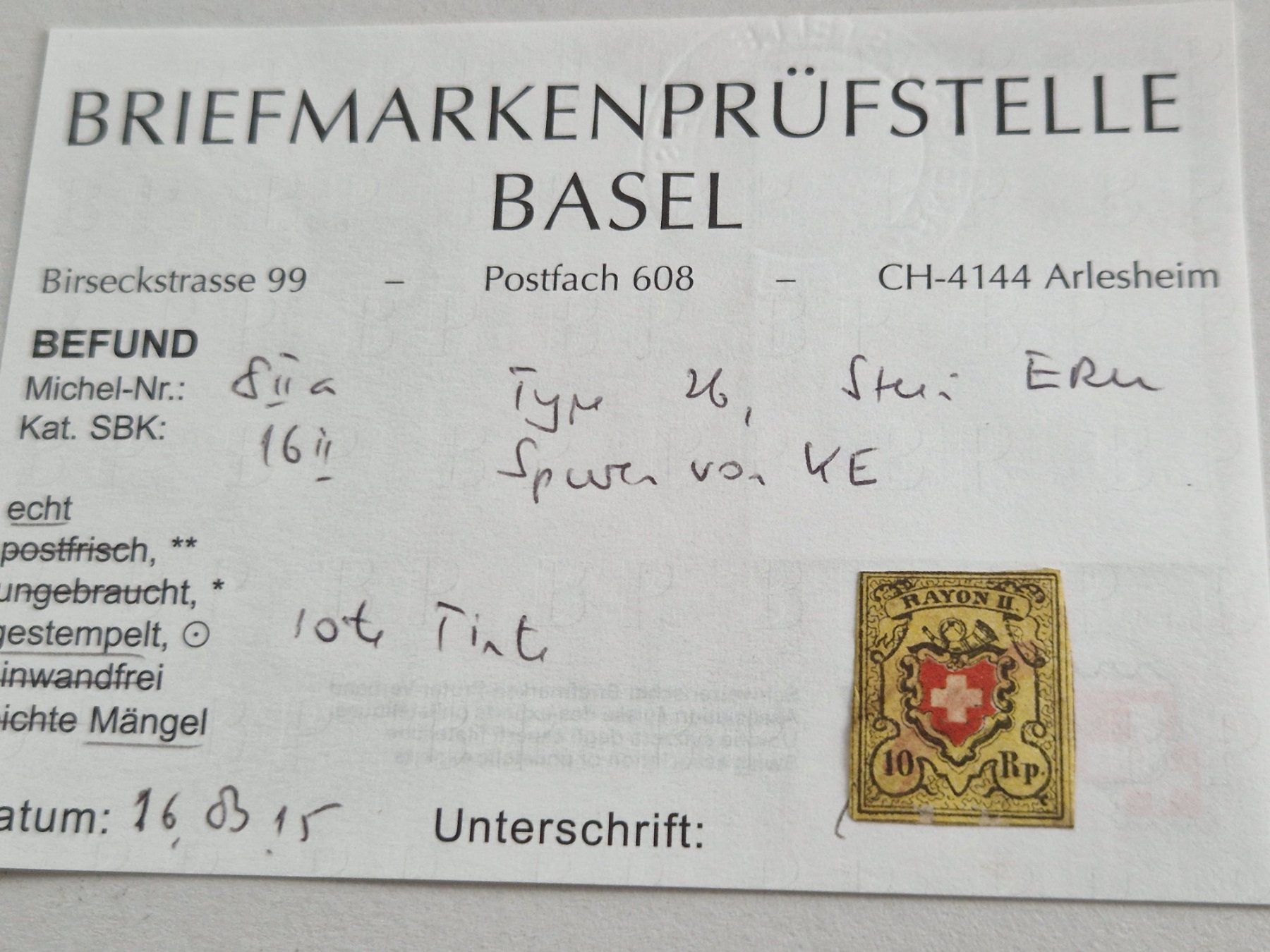 Rayon 16II, Befund, Type 26 ERU, Spuren von KE, ab 1.- (Gebraucht) in ...