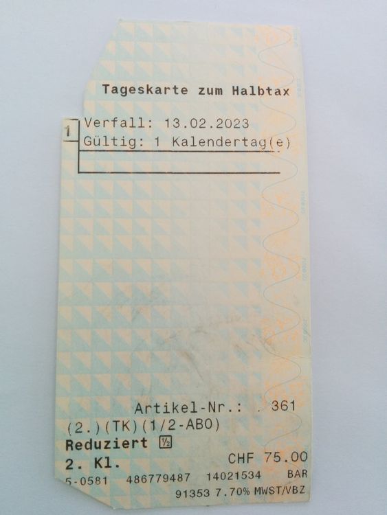 SBB Tageskarte zum Halbtax (Neu (gemäss Beschreibung)) in für CHF 56 ...