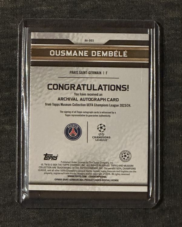OUSMANE DEMBELE 13/25 AUTOGRAPH TOPPS MUSEUM 2023/24 (Neu (gemäss ...