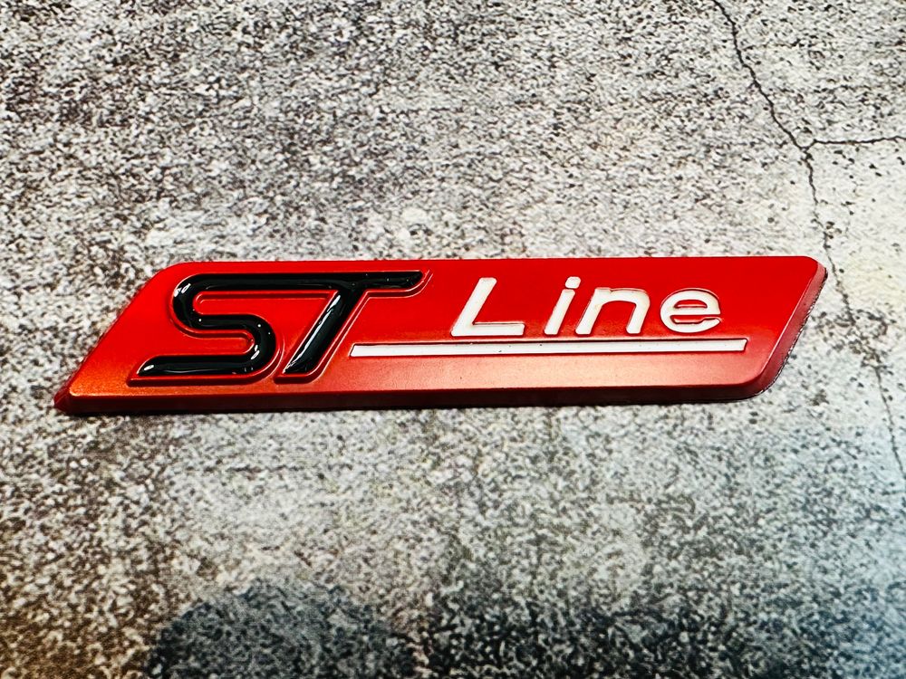 Ford ST Line Emblem Schriftzug Logo aus Metall, Rotmatt Neu (Neu und ...