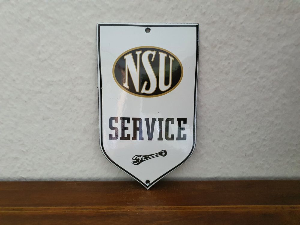 Emailschild NSU Service Logo Motorenwerke Emaille Schild (Neu (gemäss ...