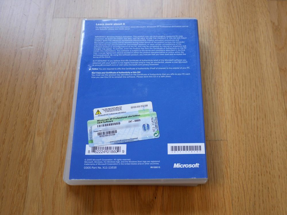 Windows XP Professinal 64-Bit (Gebraucht) in Dietwil für CHF 30 – mit ...