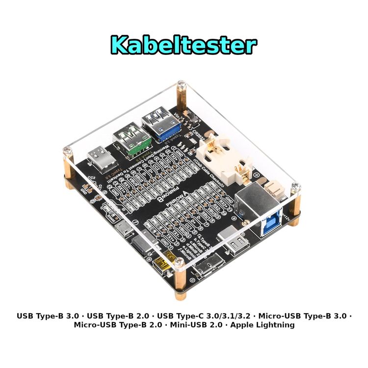 USB Kabeltester mit Gehäuse & Batterie Test USB A/C/Micro (Neu und ...