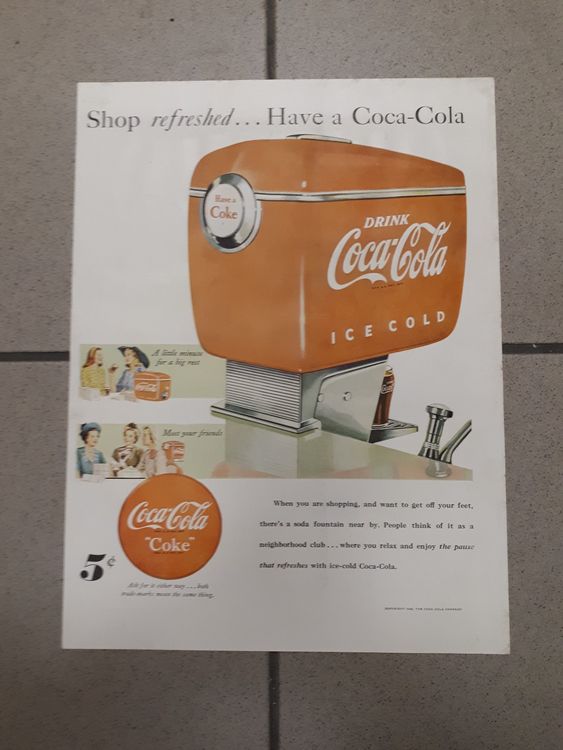 Coca Cola Reklame Plakat / Poster 50er / 60er Jahre | Kaufen auf Ricardo