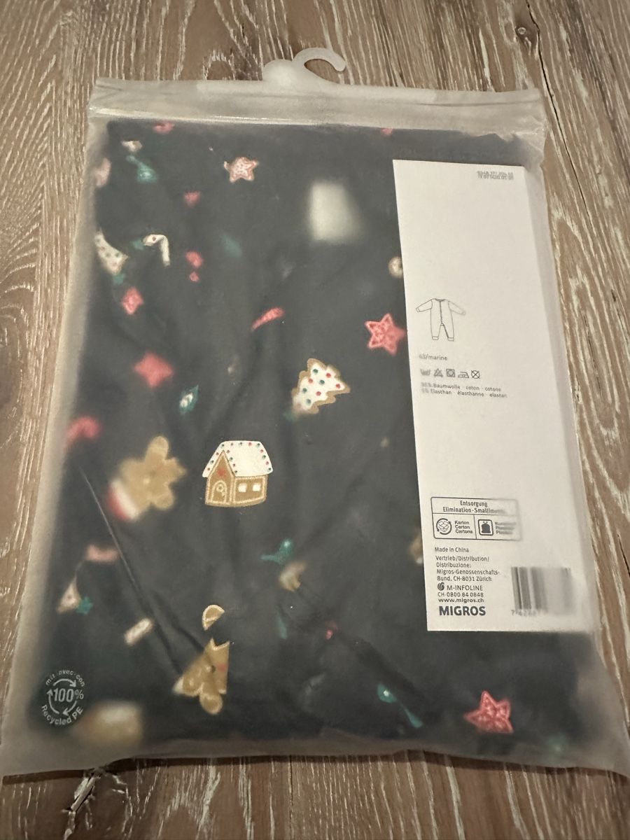 💙Pyjama Migros Gr. 98/104 Neu mit Etikett Weihnachten 🍪 (Neuf avec ...