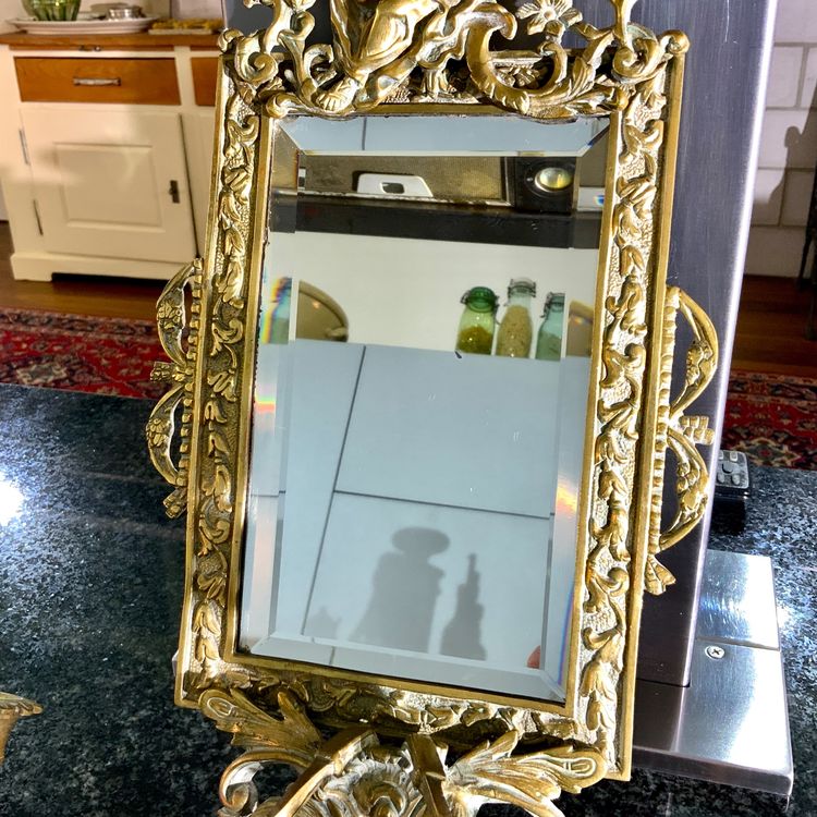JUGENDSTIL WANDSPIEGEL MIT KERZENLEUCHTER BRONZE UM 1900 (2) (Gebraucht) in Biglen für CHF 66 ...