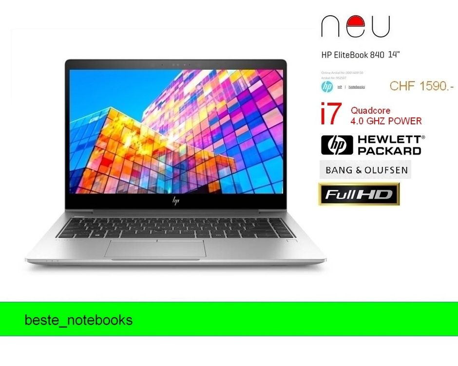 HP Elitebook 840 i7 4.0GHz Quadcore 16GB RAM SSD 1TB -5 NEU (Neu (gemäss Beschreibung)) in ...