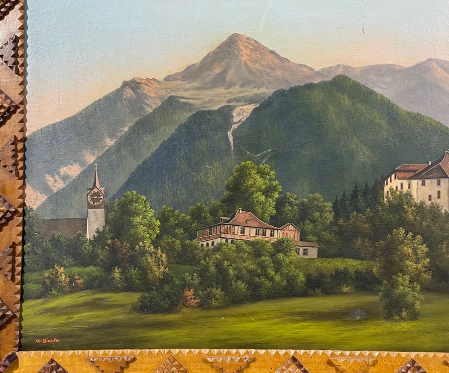 Anblick auf Wimis Niesen grosses faszinierendes Gemälde (Gebraucht) in Root für CHF 85 – mit ...