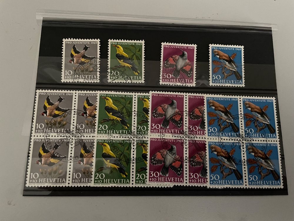 Pro Juventute 1969, gestempelt, Einzel + 4er Block Satz (Gebraucht) in Bassersdorf für CHF 2 ...