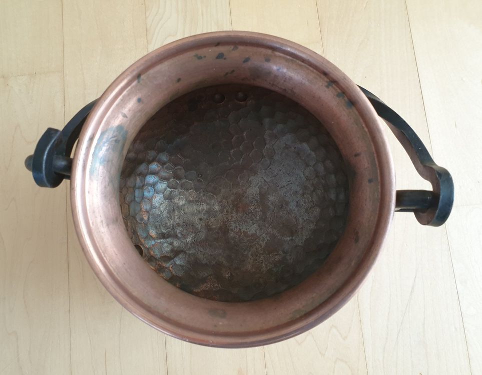Alter Kupfertopf mit Henkel / Übertopf, Kessel, Gefäss, Vase | Kaufen auf Ricardo