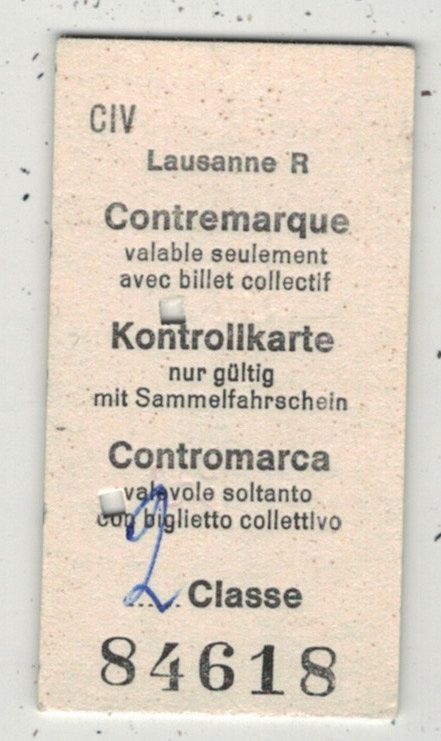 Billet SBB-CFF / Contremarque pour billet collectif (Gebraucht) in La ...