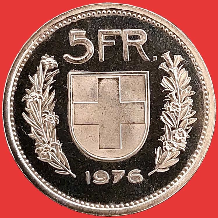 5 Franken 1976 stgl / aus Münzsatz (Neu (gemäss Beschreibung)) in Arch für CHF 22 – mit ...