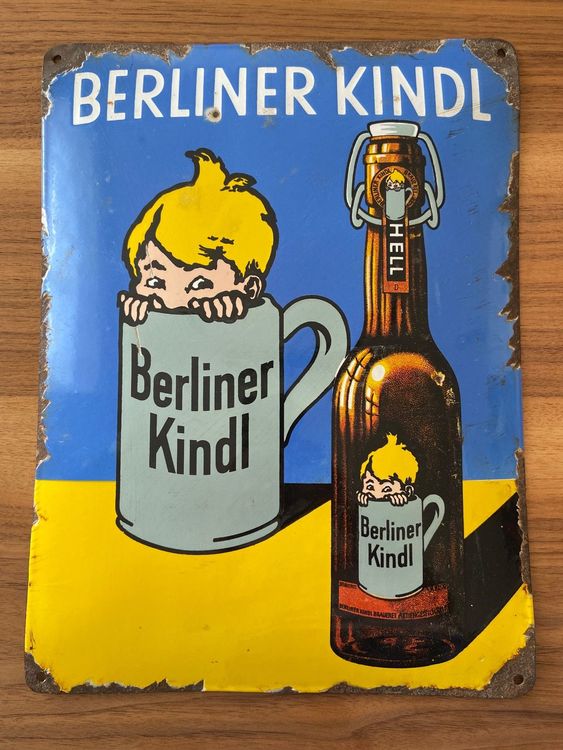 Antikes Berliner Kindl Emailschild, 20er Jahre | Kaufen auf Ricardo