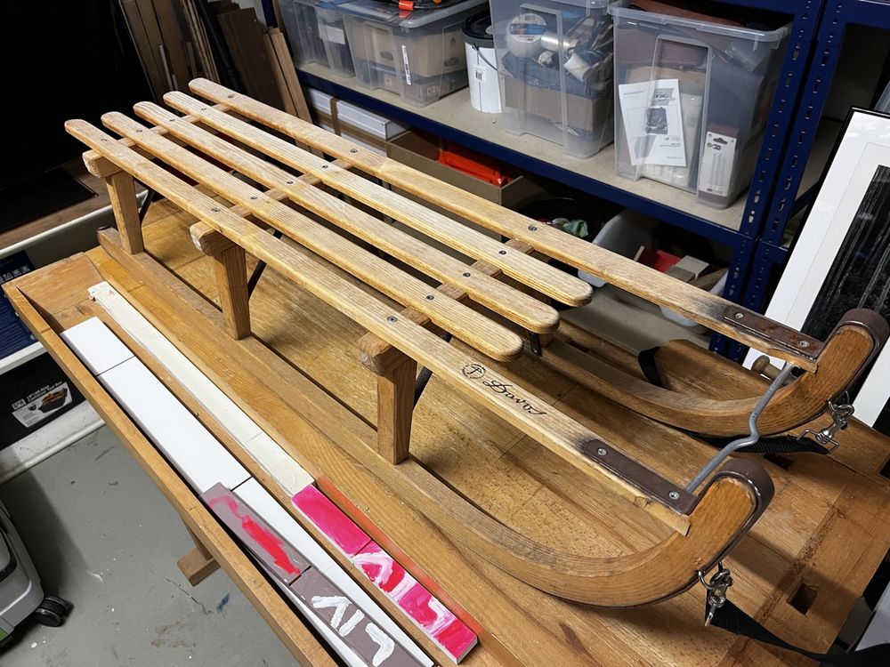Holzschlitten „Original Davoser 3R“ für Gross und Klein (Gebraucht) in ...