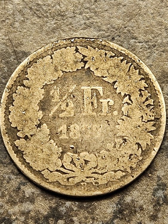 50 Rappen 1877 (Silbermünze) (Gebraucht) in Rechthalten für CHF 10 ...
