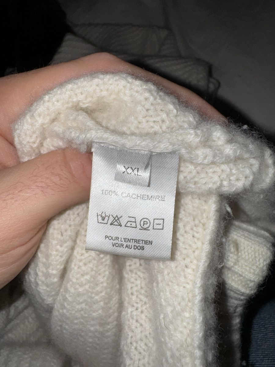 Quarter Zip blanc en cachemire avec col en fourrure (D'occasion) à ...