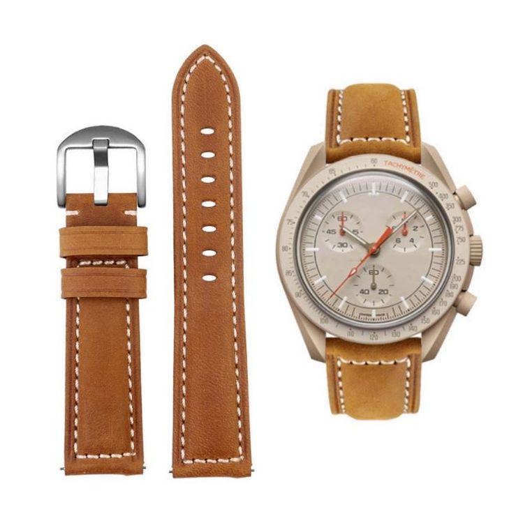 Leder Armband für MoonSwatch in Beige mit Gratis Lieferung (Neu und originalverpackt) in Meggen ...